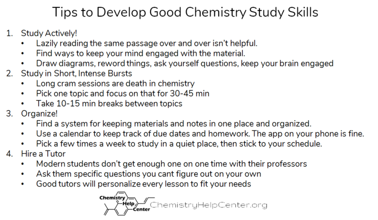 Tips for Studying Chemistry - Chemistry Help Center